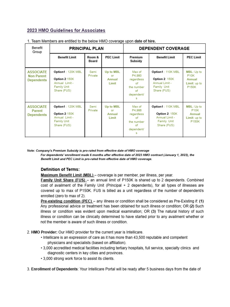 HMO Guidelines 2023 - Associates - CORE (Rev) | PDF | Health ...