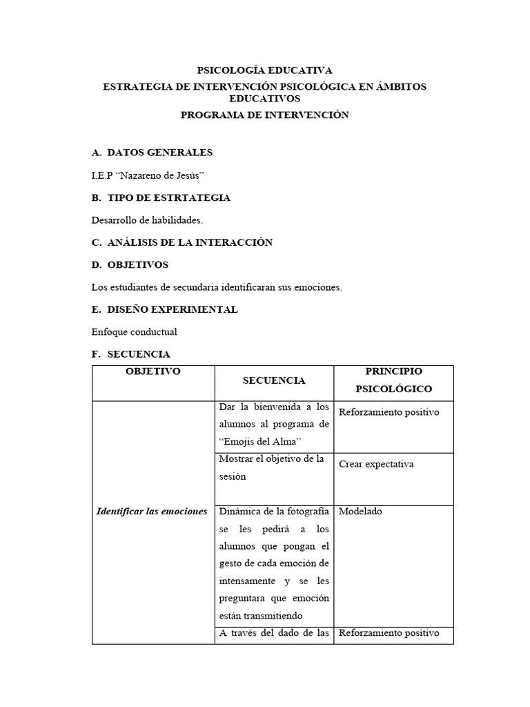 Estrategia Emocional en Educación Secundaria | PDF | Las emociones ...