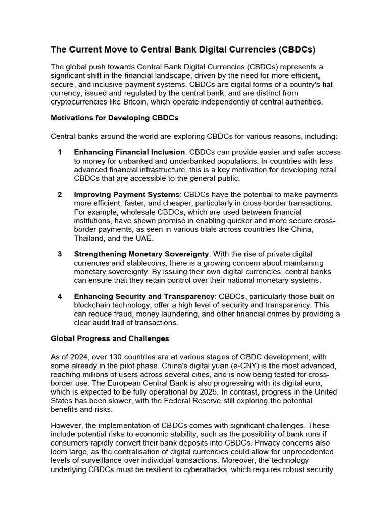 Central Bank Digital Currencies | PDF | Central Banks | Banks