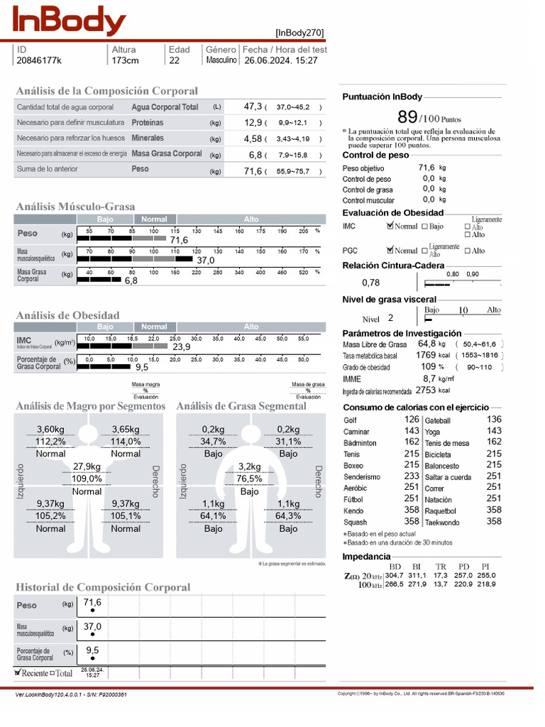 Joaquin Vega InBody | PDF