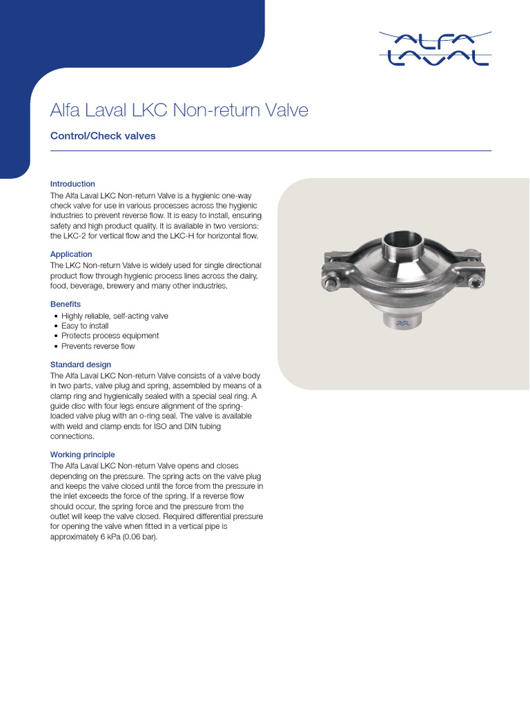 LKC-Non-return-Valve-Product-leaflet | PDF | Valve | Pipe (Fluid Conveyance)
