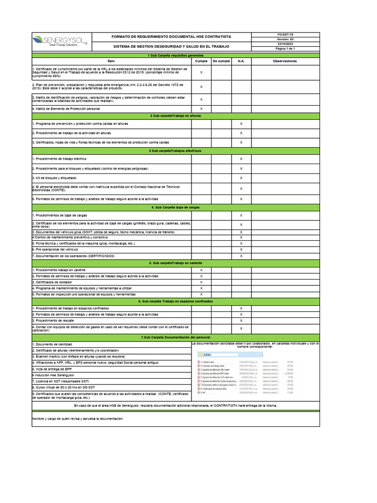 Fo-Sst-19 Formato de Requerimiento Documental Hse Contratista | PDF