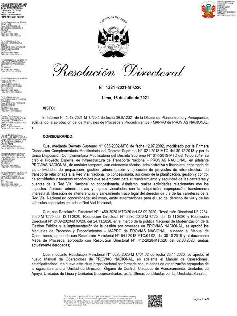 RD-1381-2021 Aprueba El MAPRO | PDF | Presupuesto | Planificación