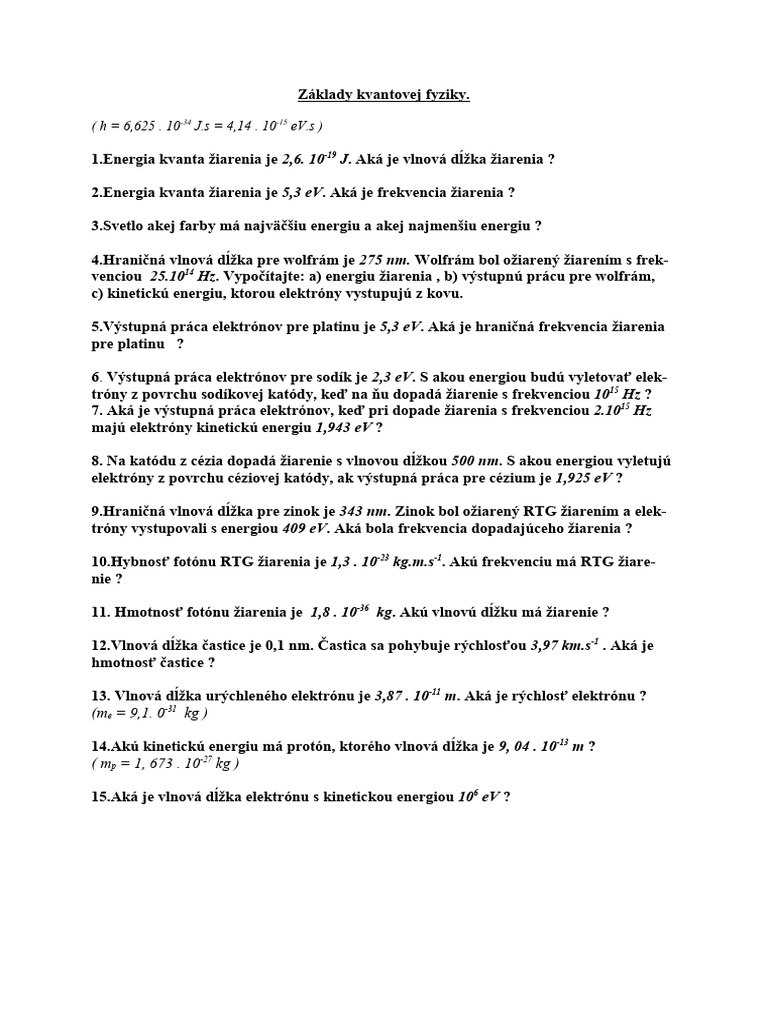 Kvantova Fyzika Ulohy | PDF