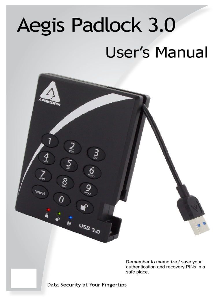 Aegis Padlock 3 Manual 2018 1 | PDF | Personal Identification Number | Encryption
