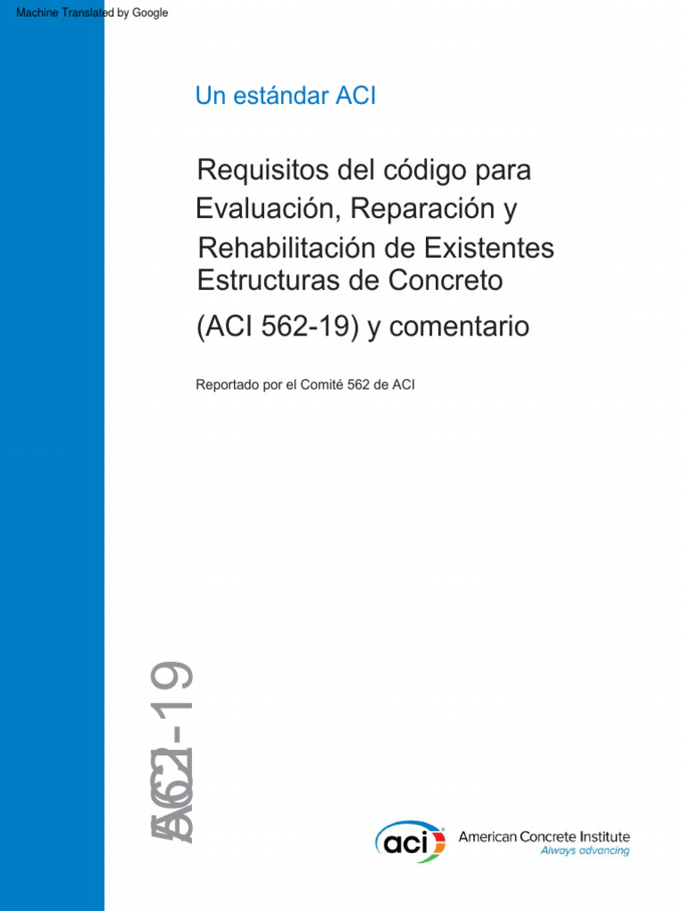 Aci 562-19 | PDF | Código de construcción | Hormigón