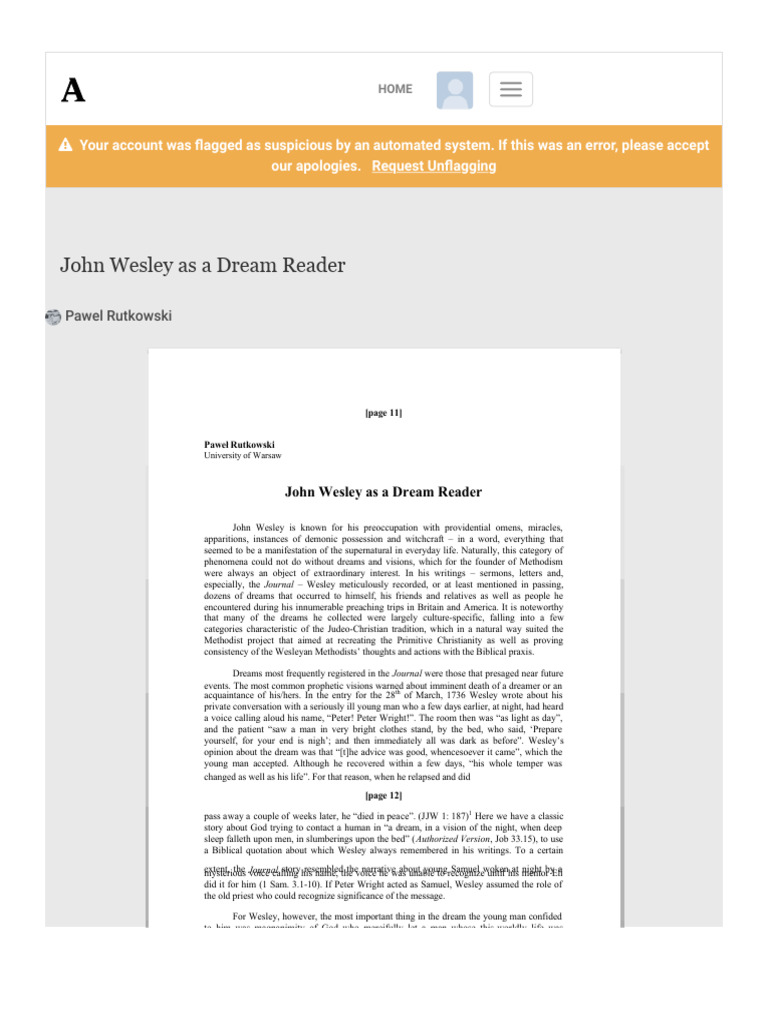 (PDF) John Wesley As A Dream Reader - Pawel Rutkowski - Academia - Edu ...