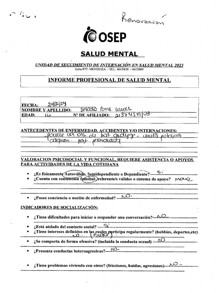 Informe de Salud Mental 2023 OSEP | PDF | Salud mental | Cuidado de la salud