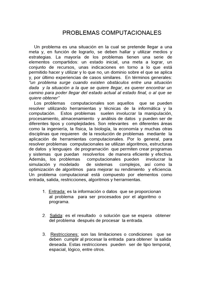 Problemas Computacionales y Operadores Logicos | PDF | Algoritmos ...