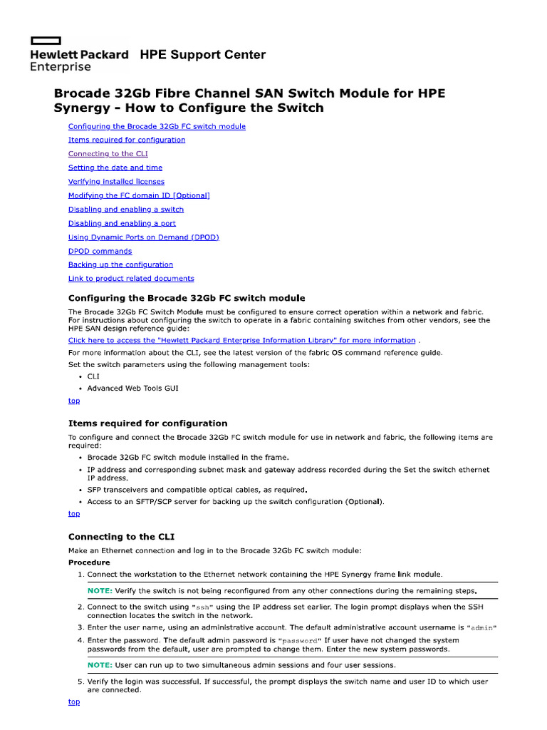 Brocade 32Gb Fibre Channel SAN Switch Module For HPE Synergy - How To ...