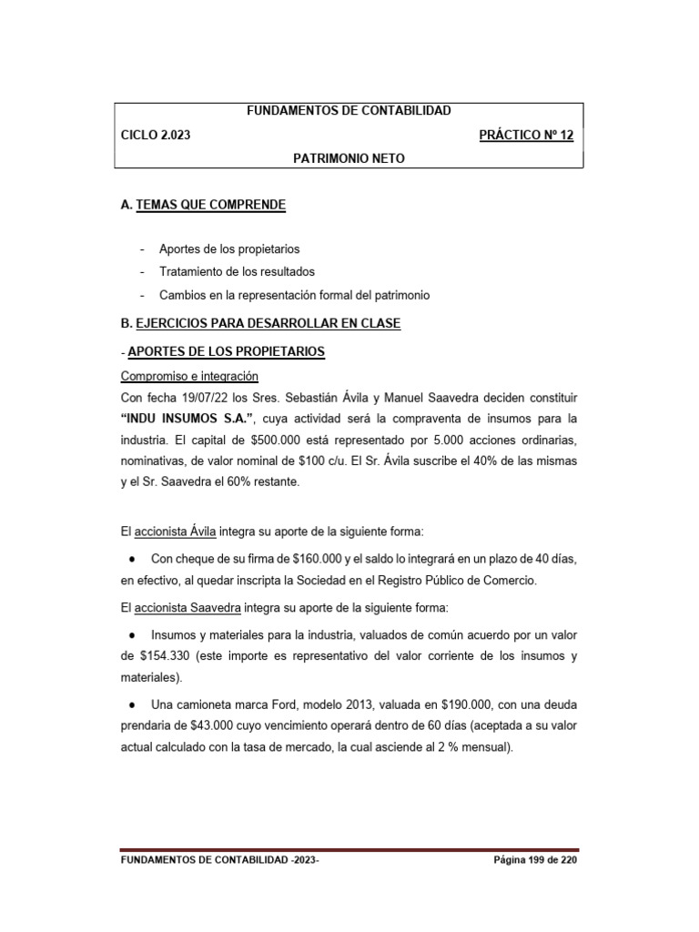 Solucion TP 12 2023 | PDF | Dividendo | Contabilidad