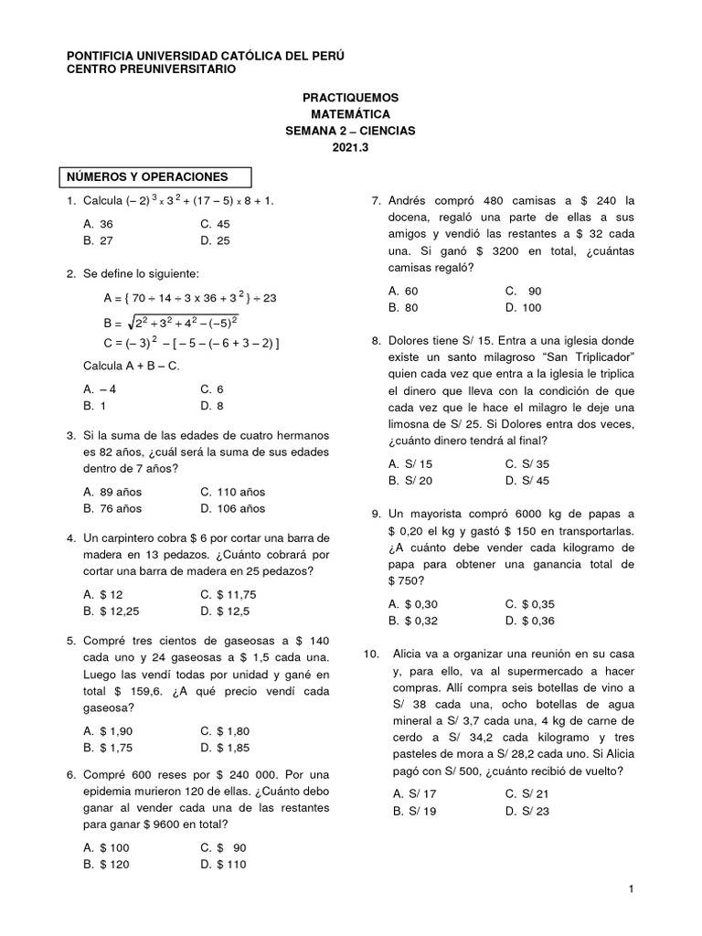 Practiquemos Semana 2 2021.3 V CC - VF | PDF | Triángulo