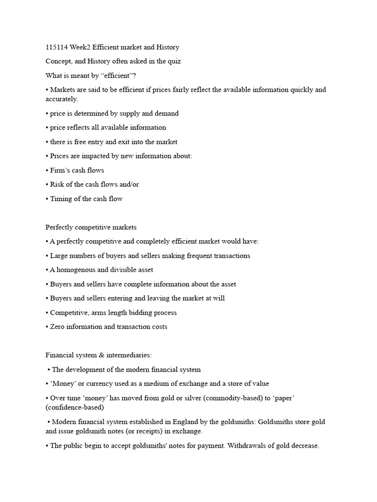 Week2 Efficient Market and History | PDF | Money | Interest Rates