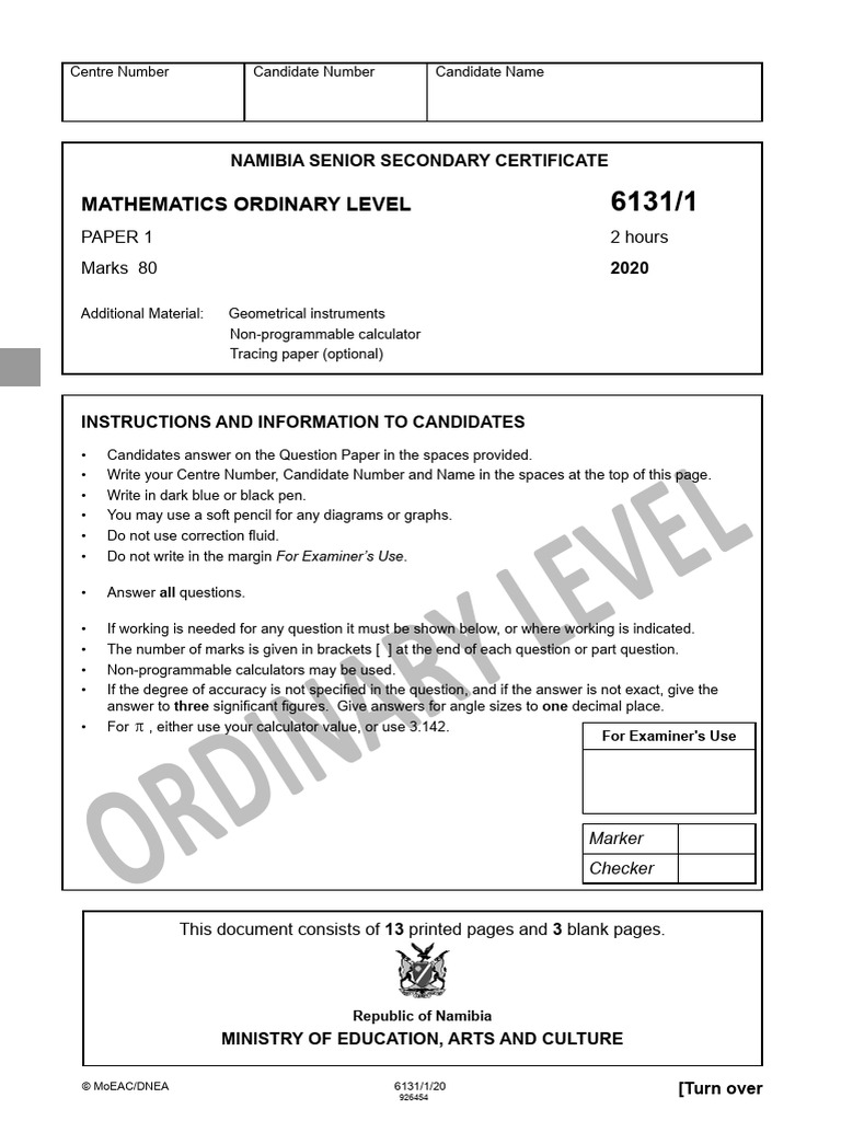 Mathematics P1 2020 6131 - 1 | PDF | Mathematics