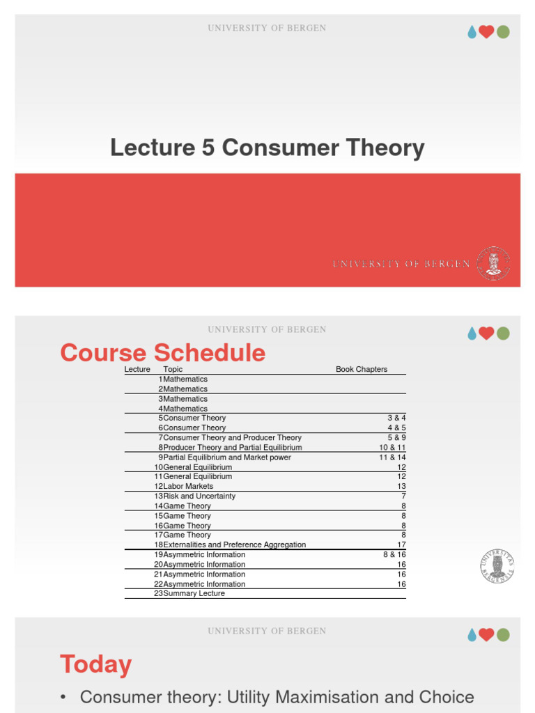 Lecture 5 Consumer Theory With Answers Pdf Utility Economies