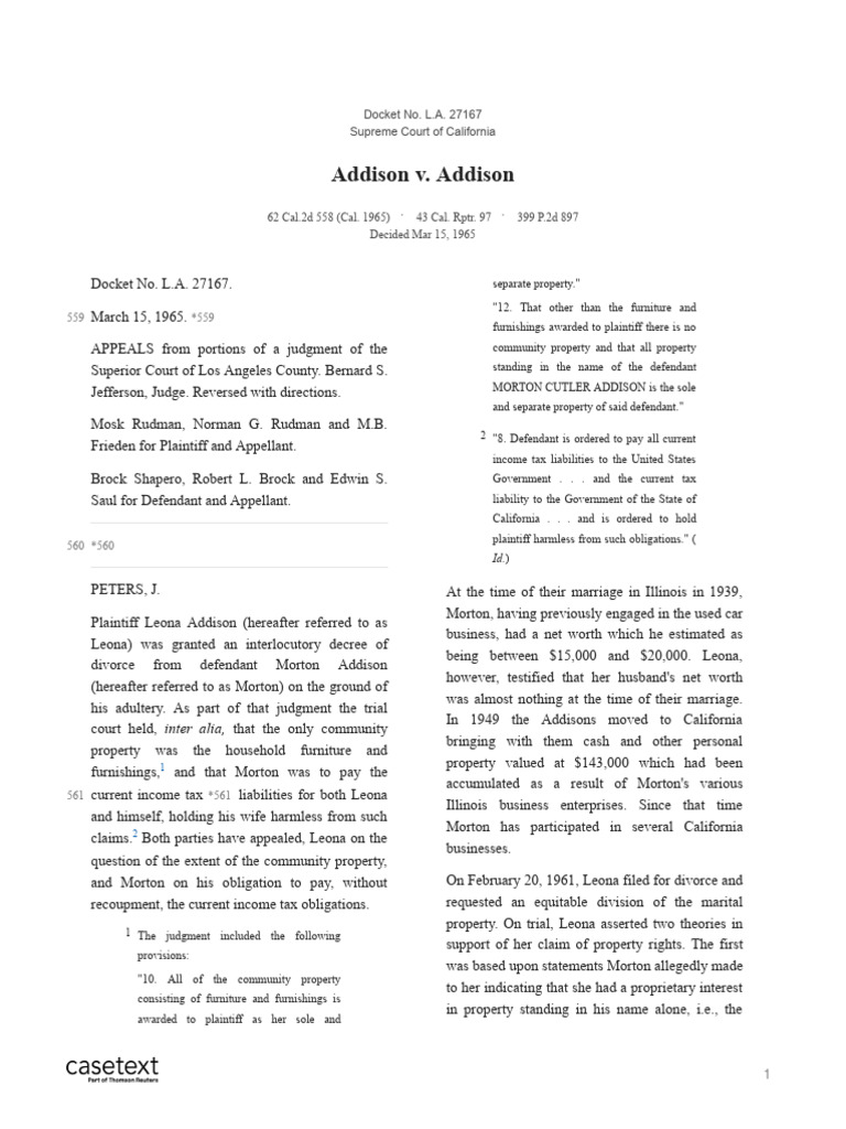 Addison v. Addison | PDF | Fourteenth Amendment To The United States ...