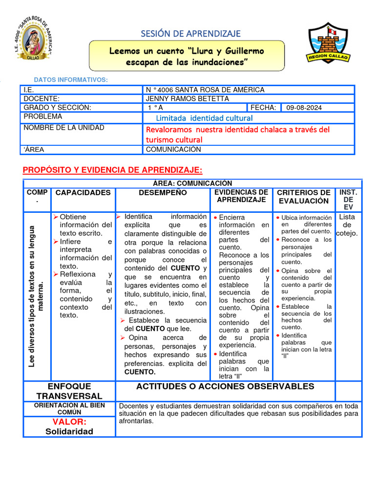 Sesión Leemos Un Cuento Llura y Guillermo Escapan de Las Inundaciones ...