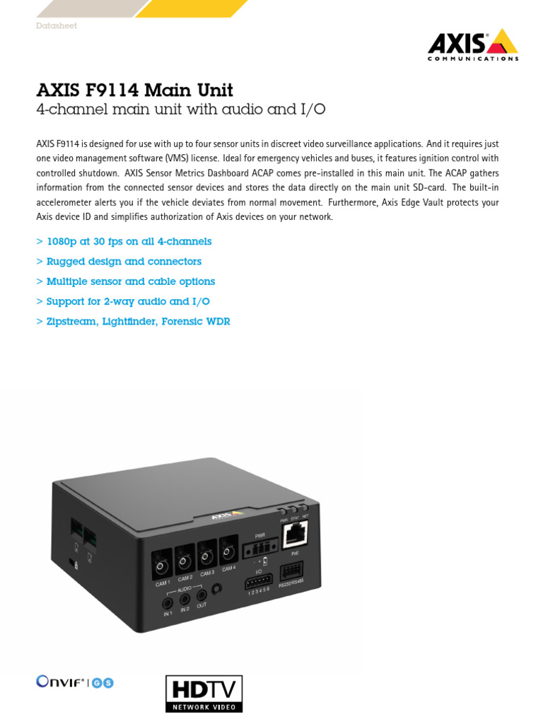 Datasheet Axis f9114 Main Unit en US 432166 | PDF | Computer ...