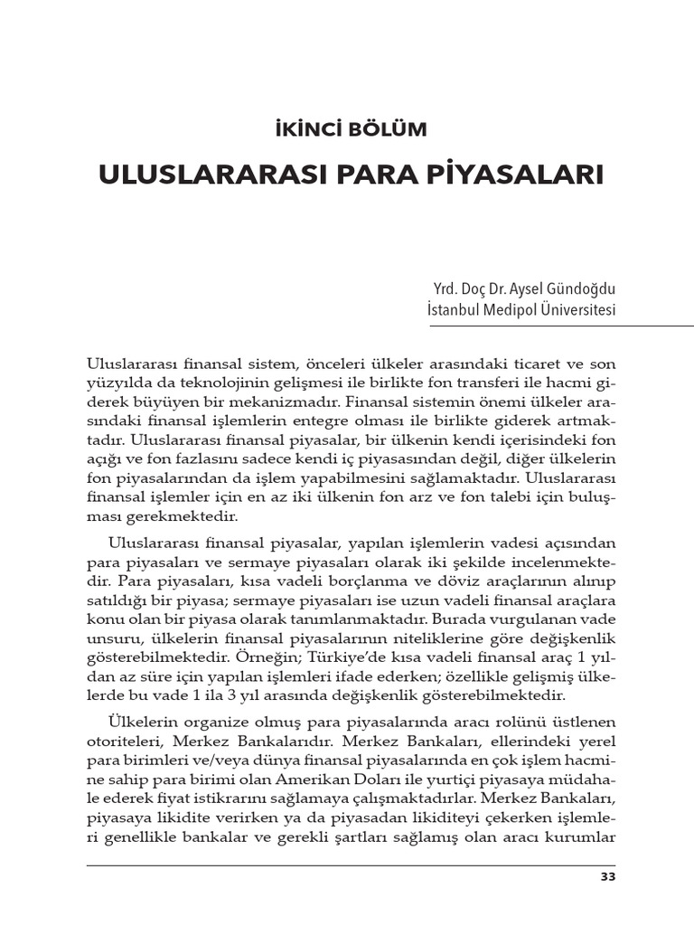 Uluslararasi para Piyasalari | PDF