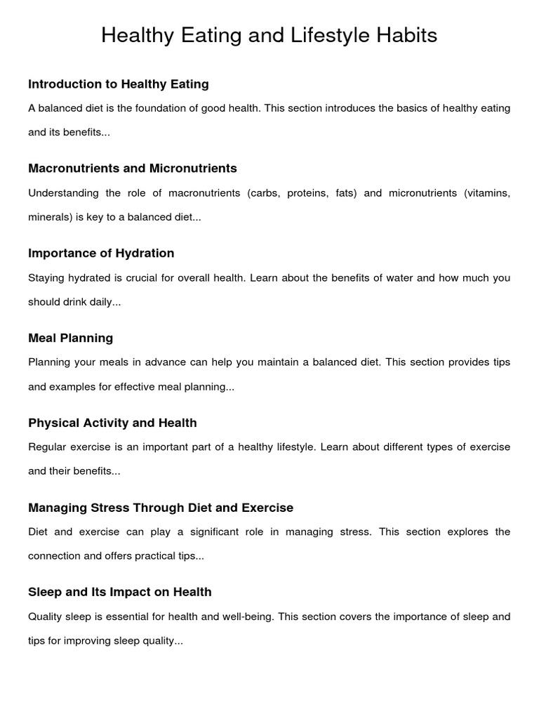 Healthy Eating Lifestyle Habits | PDF | Healthy Diet | Diet (Nutrition)