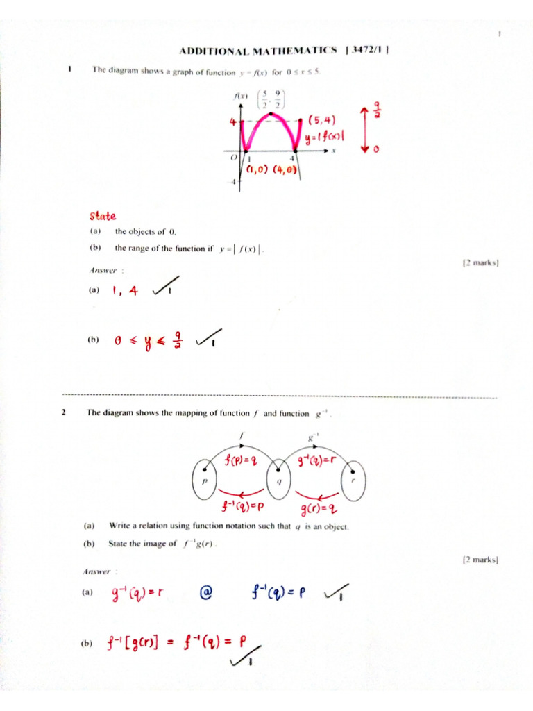 Addmath 2020 Paper 1 (Answer) | PDF