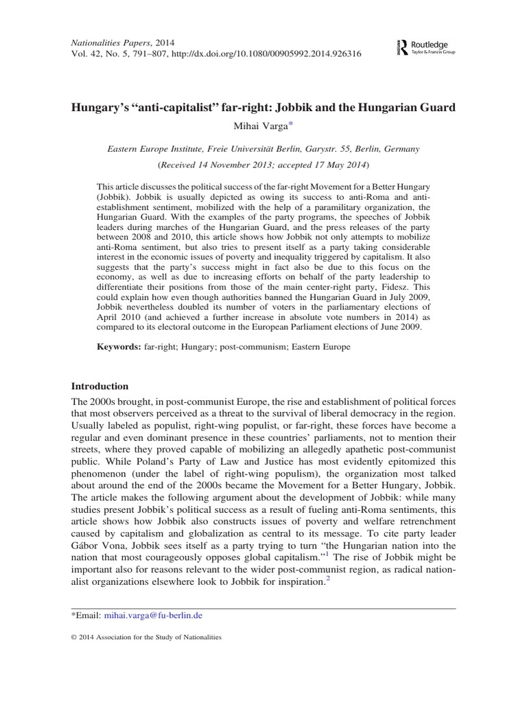 Jobbik: Hungary's Anti-Capitalist Far-Right | PDF | Far Right Politics ...