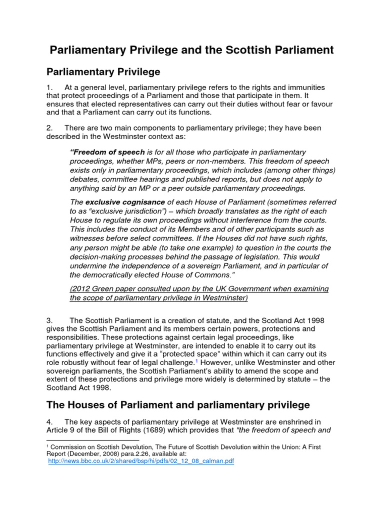 Parliamentary Privilege Paper Website | PDF | Parliament Of The United ...