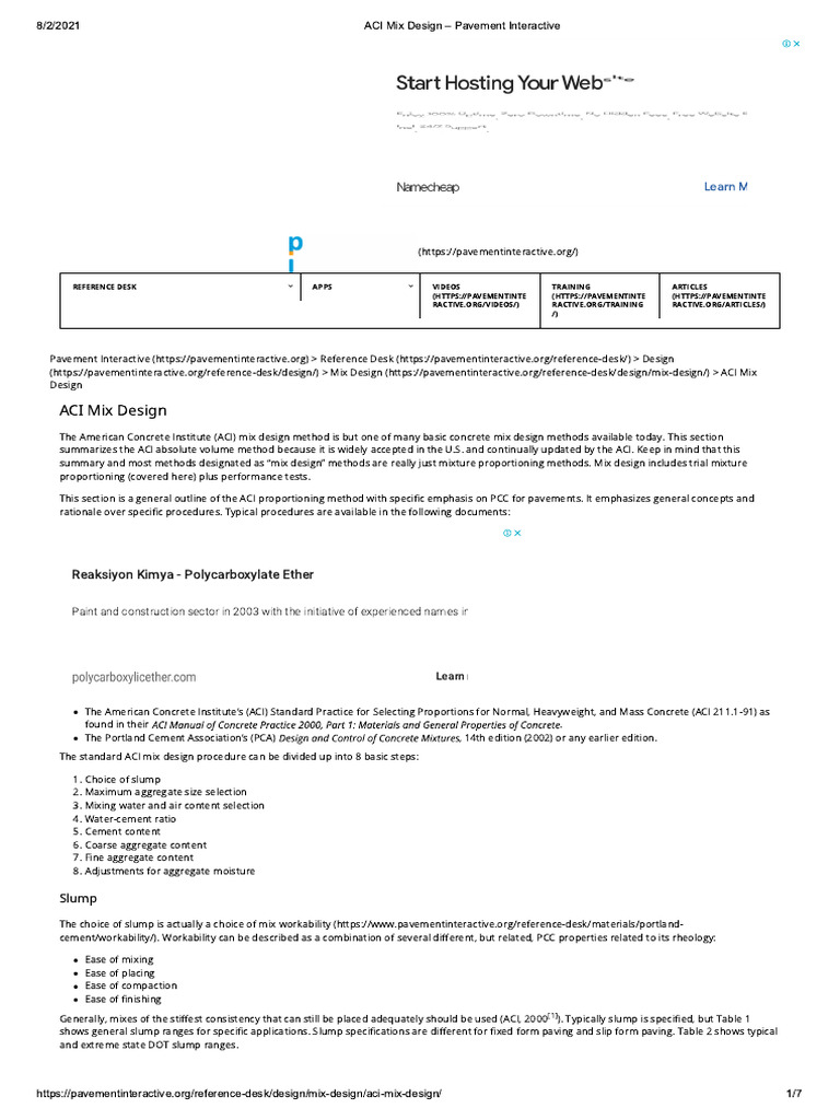 WWW - ACI Mix Design - Pavement Interactive | PDF