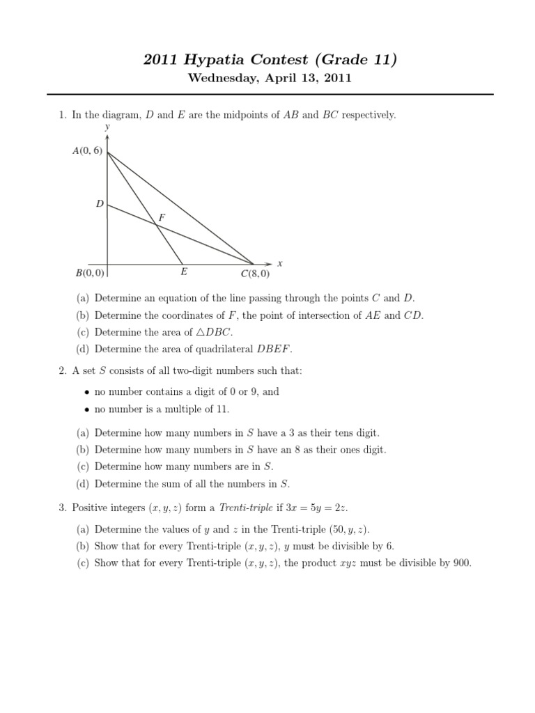 Hypatia Combined Contest | PDF | Sphere | Triangle