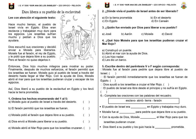 Ficha, Dios Libera A Su Pueblo de La Esclavitud | PDF | Moisés