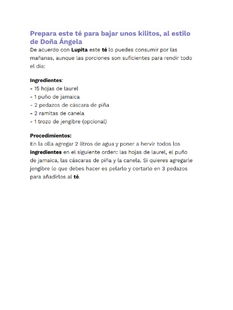 Te para Bajar de Peso | PDF