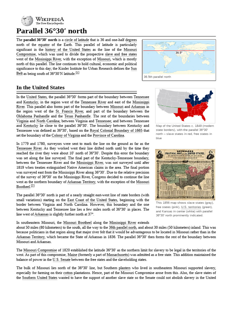 Parallel 36°30 North | PDF | Slavery | North America