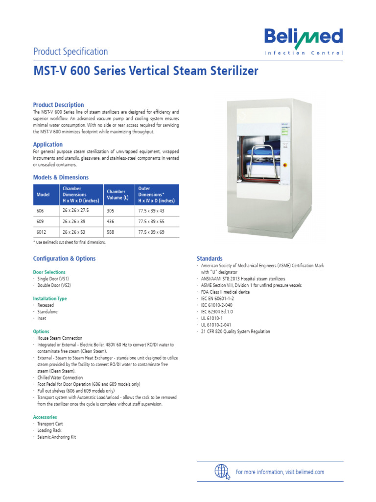 33435-Belimed MST-V 600SeriesSteamSterilizer ProductSpecification 4. ...