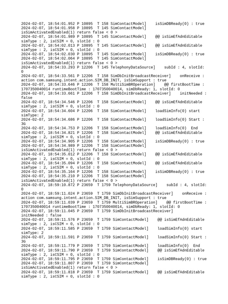 SIM Database Initialization Logs | PDF | Computers | Technology ...