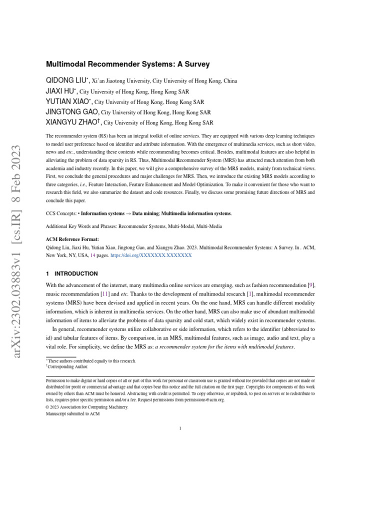 23 - Multimodal Recommended Systems | PDF | Information | Attention