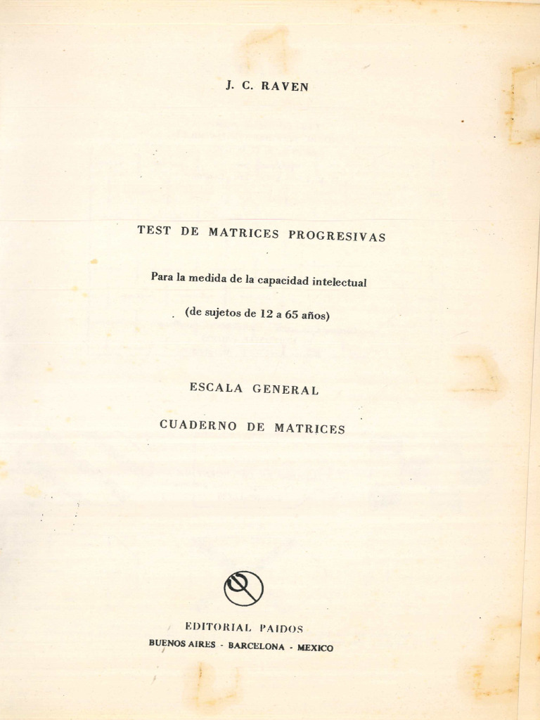 JC Raven Test de Matrices Progresivas | PDF