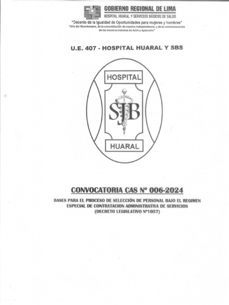 Bases Convocatoria Cas 006 2024 | PDF