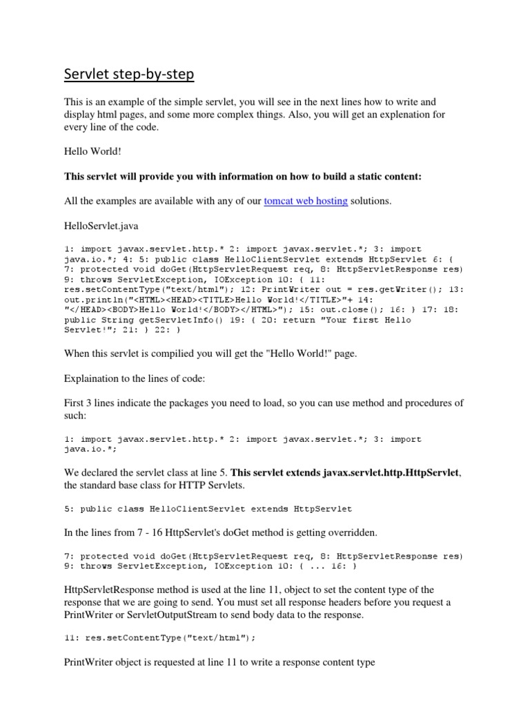 Servlet Step | PDF | Java Servlet | Hypertext Servlet Step | PDF | Java Servlet | Hypertext
