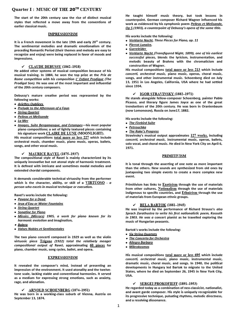 Handout MUSIC 1st Quarter | PDF | Opera | Concerto