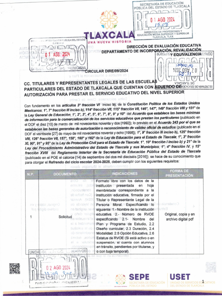 Circular Refrendo Superior 2024-2025 | PDF