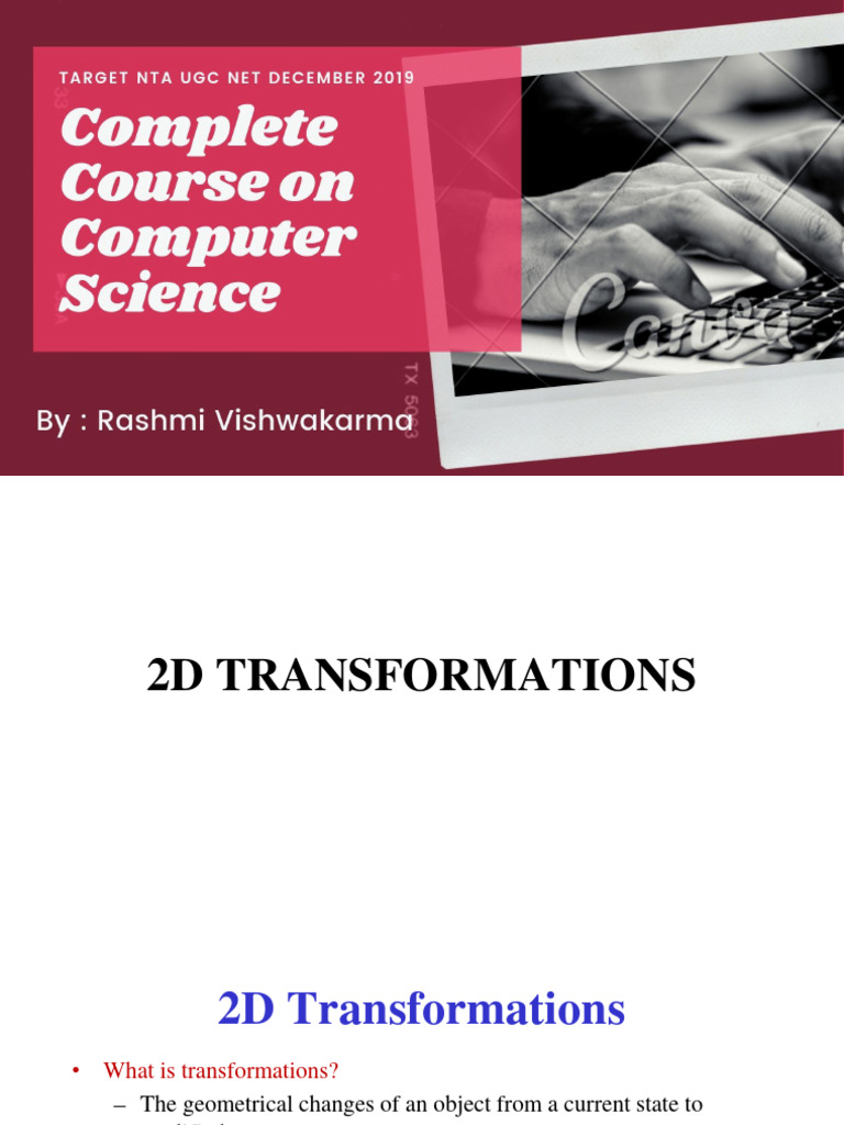 2D Transformations - Basics of Viewing 1683152046587 | PDF | 2 D Computer Graphics | 3 D ...