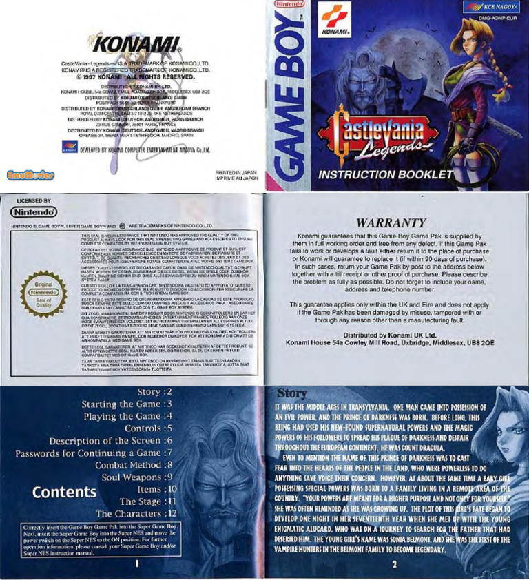 Castlevania - Legends - 1998 - Konami | PDF
