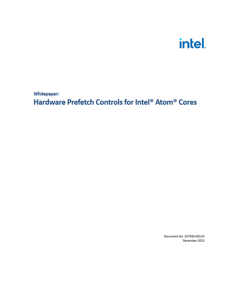 Hardware Prefetch Controls For Intel Atom Cores | PDF | Cpu Cache | Central Processing Unit