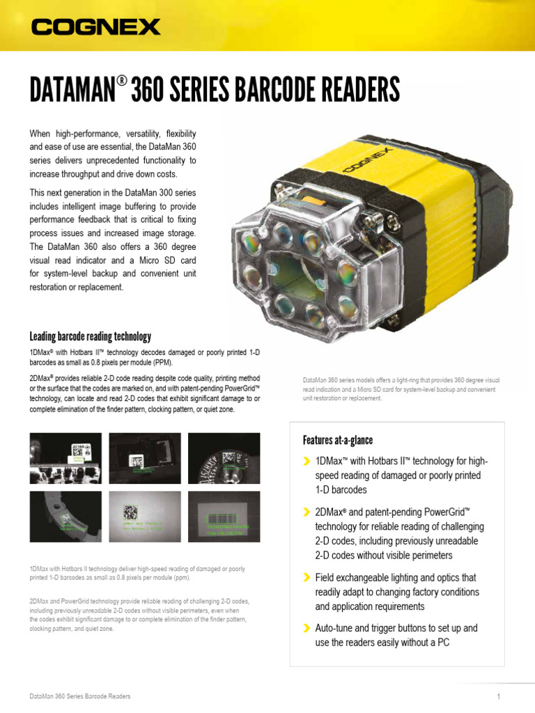 DataMan 360 Datasheet | PDF | Barcode | Computing