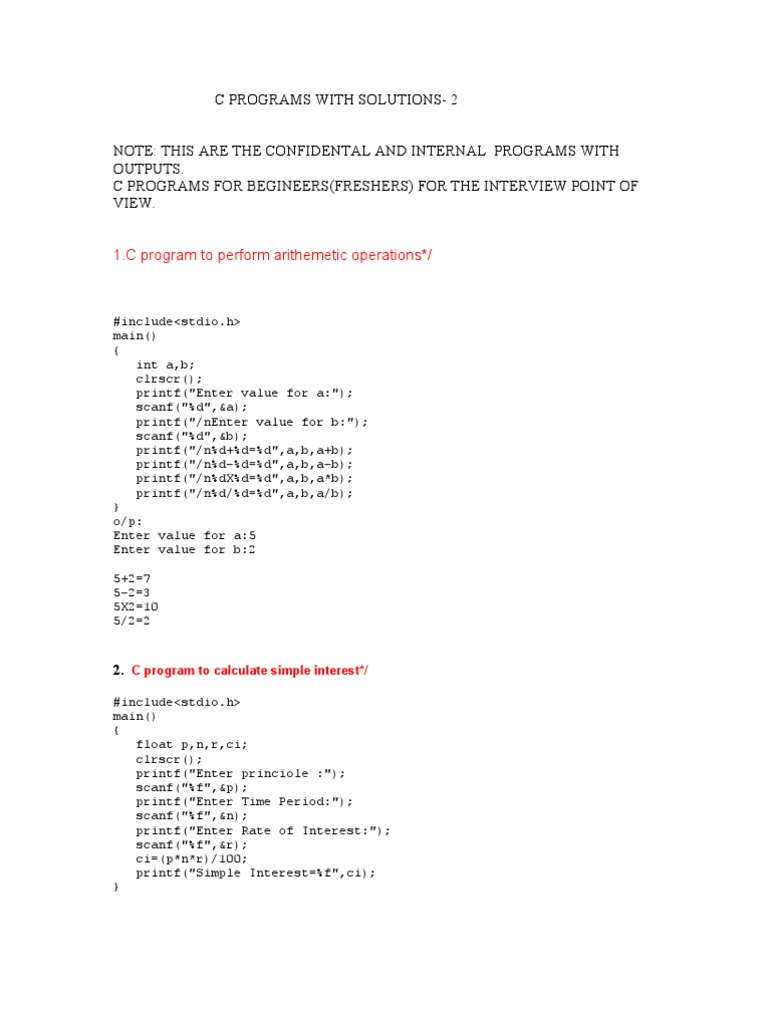 C Programs With Solutions-2 | PDF | Matrix (Mathematics) | Teaching ...