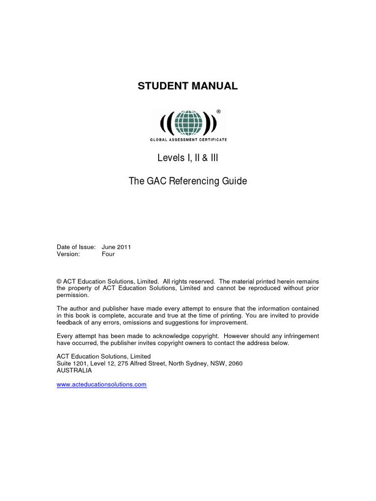 GAC Referencing Guide | PDF | Bibliography | Citation