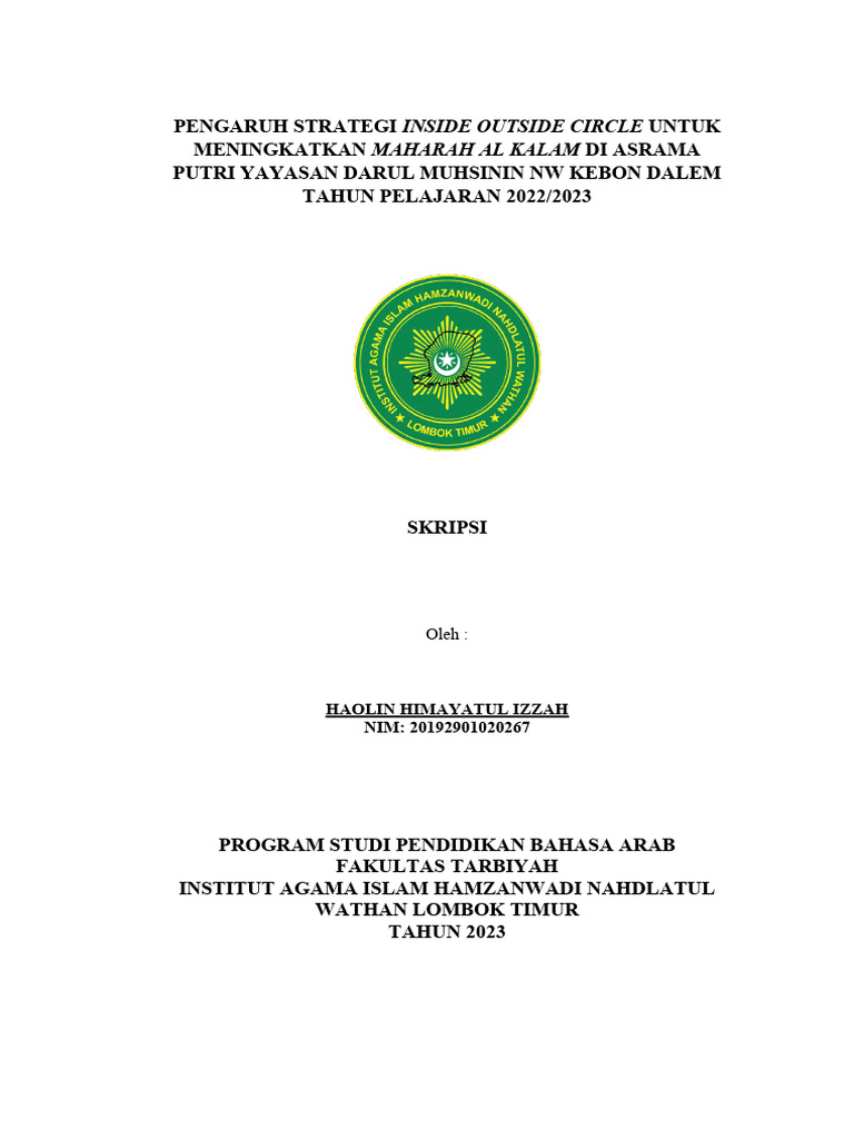 Strategi Inside Outside Circle untuk Maharah Al Kalam | PDF