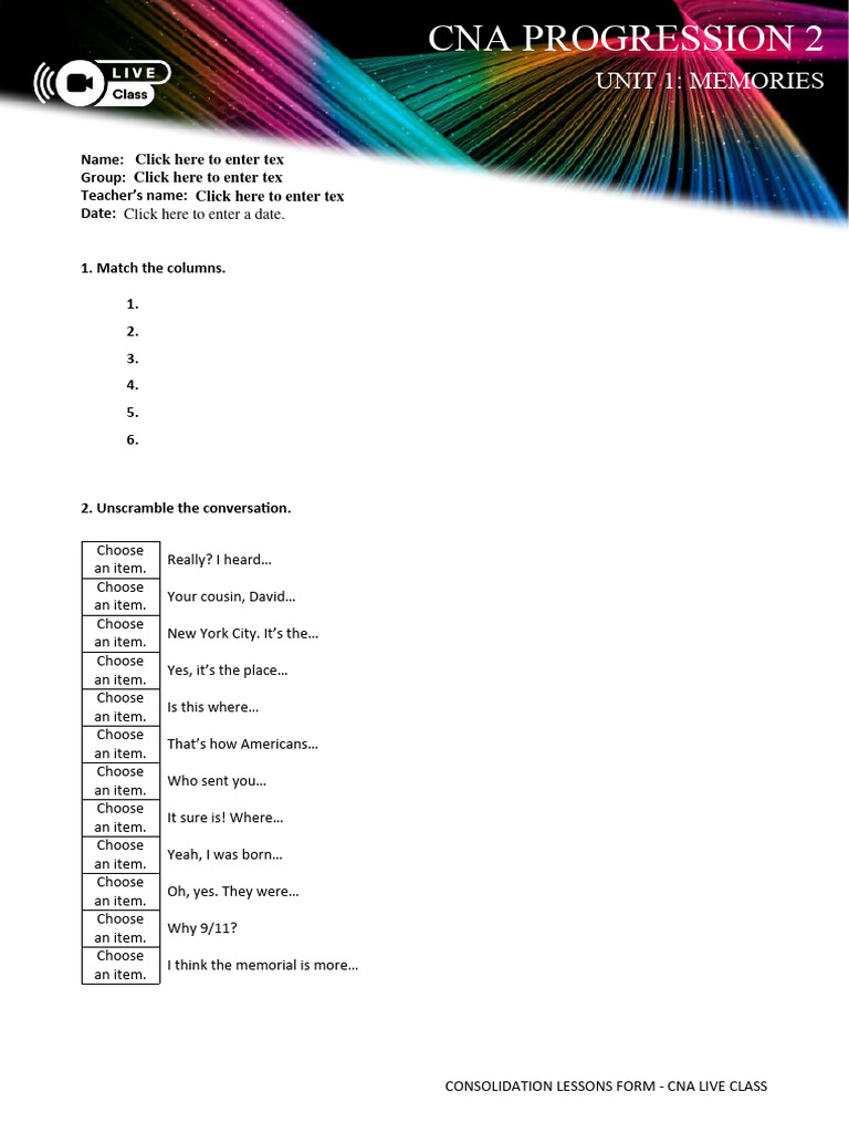 CNA Live Class - Intermediate 2 - CNA Progression 2 - Activity Book ...