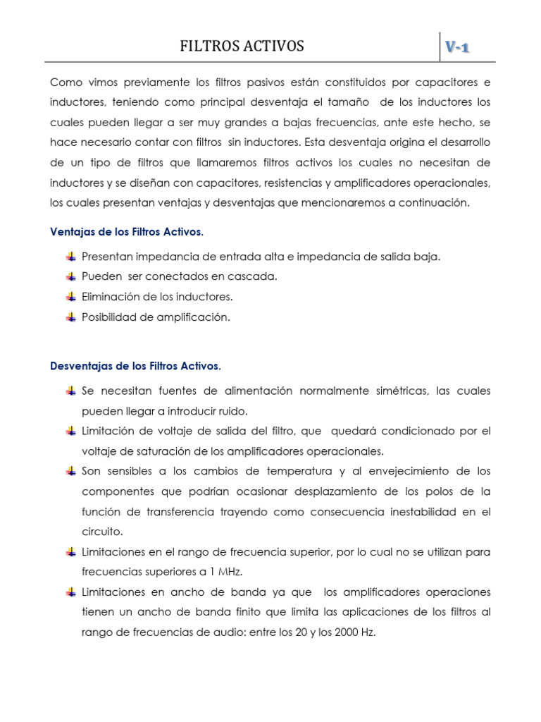 Filtros Activos | PDF | Filtro electronico | Ingeniería Informática