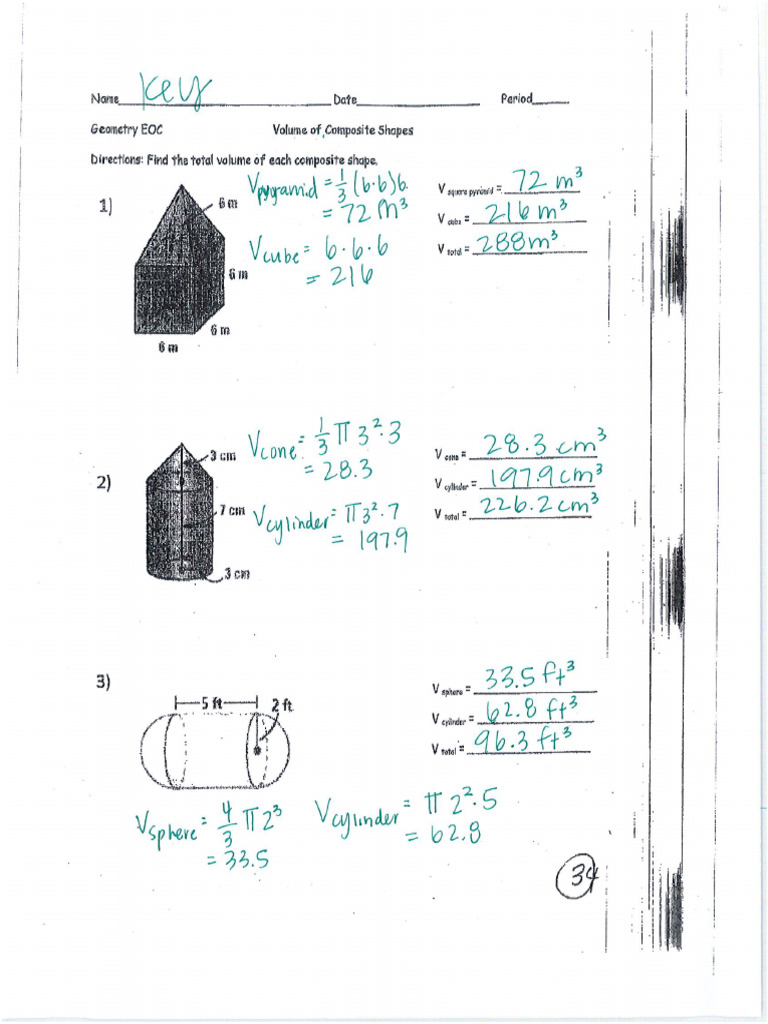 02-13-18 Key HW Volume of Composite Shapes | PDF